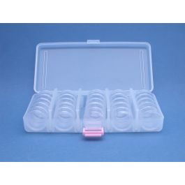 Plastic box with 5x5 boxes Ø 30 mm.